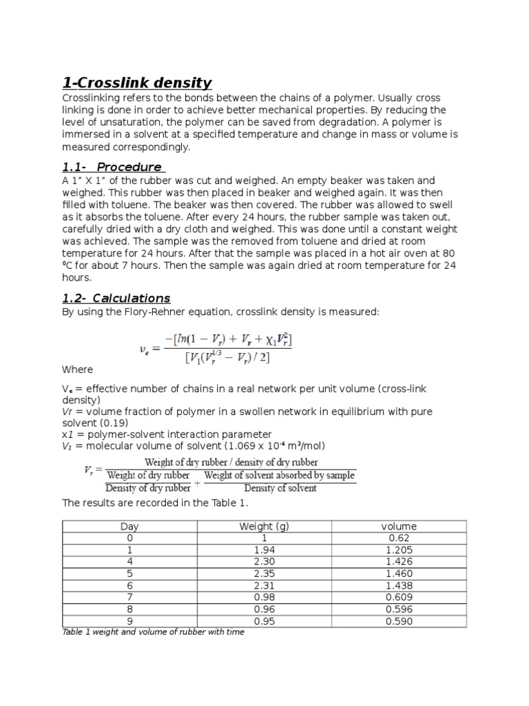 Crosslink Density | PDF | Cross Link | Polymers
