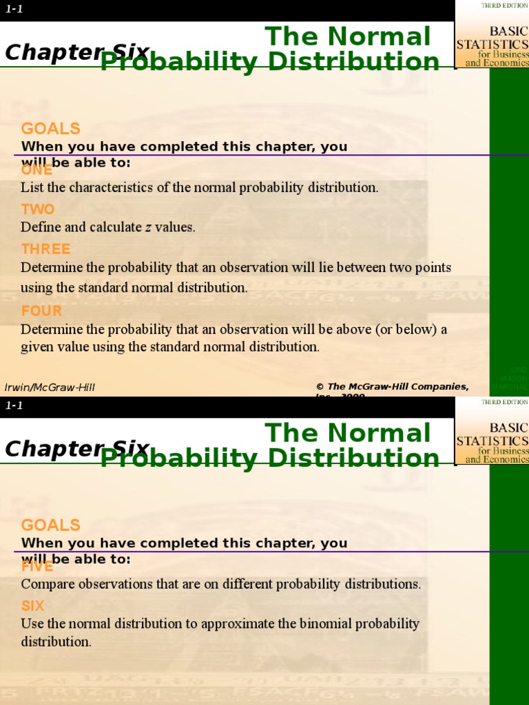The Normal Probability Distribution: Chapter Six | PDF | Arithmetic ...