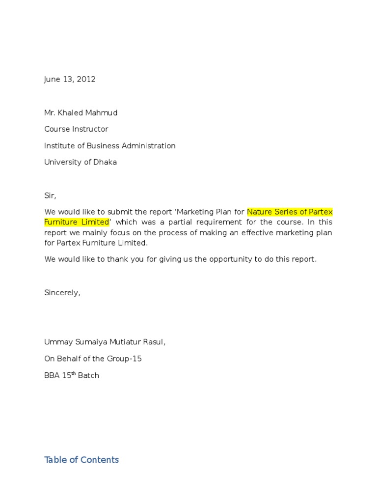 Marketing Plan For Partex Furniture Final | PDF | Market Segmentation ...