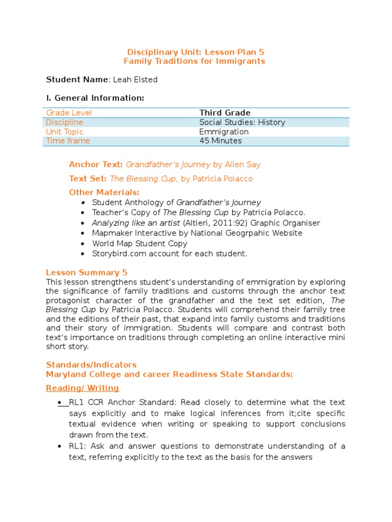 Lesson Plan 5 Family Traditions | PDF | Educational Assessment | Traditions