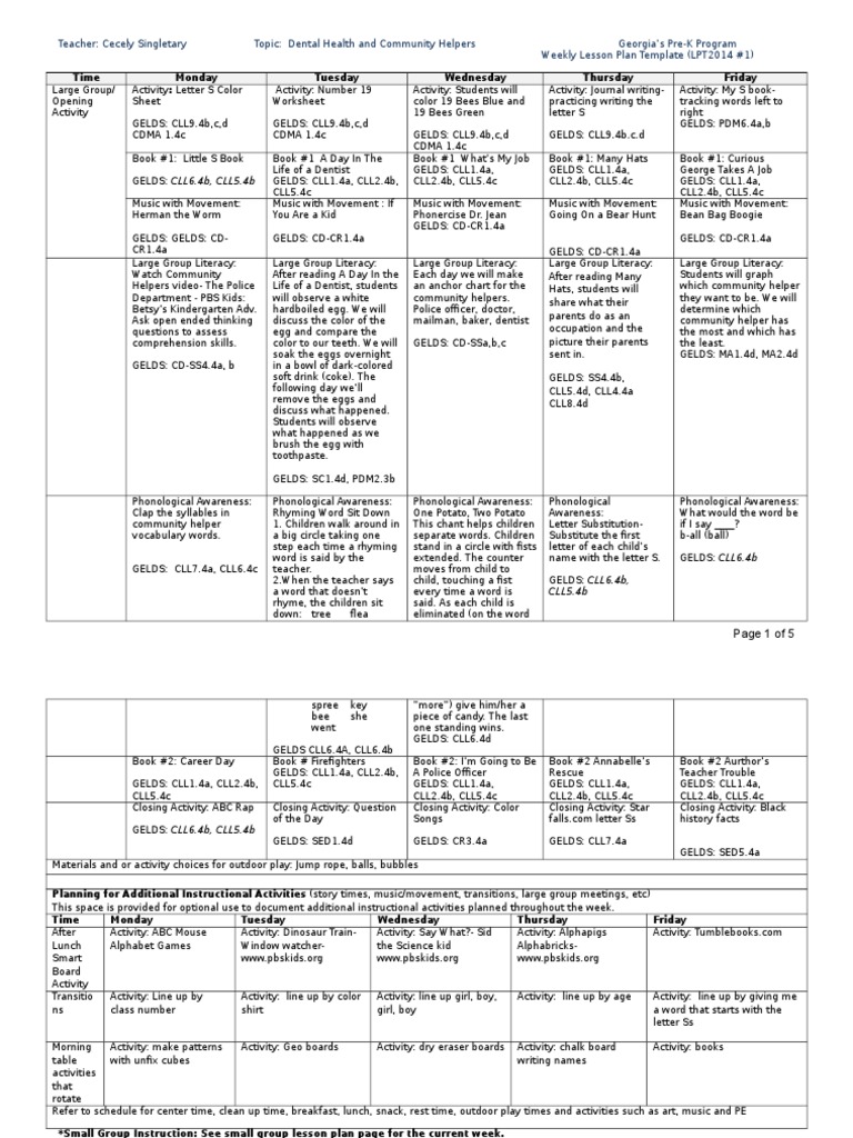 GELDS Dental Health Lesson Plan | PDF | Books | Lesson Plan