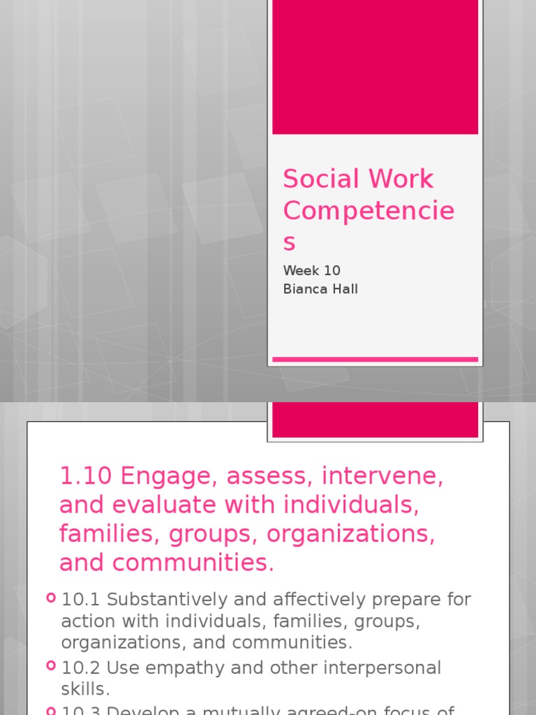 Social Work Competencies Week 10 | PDF