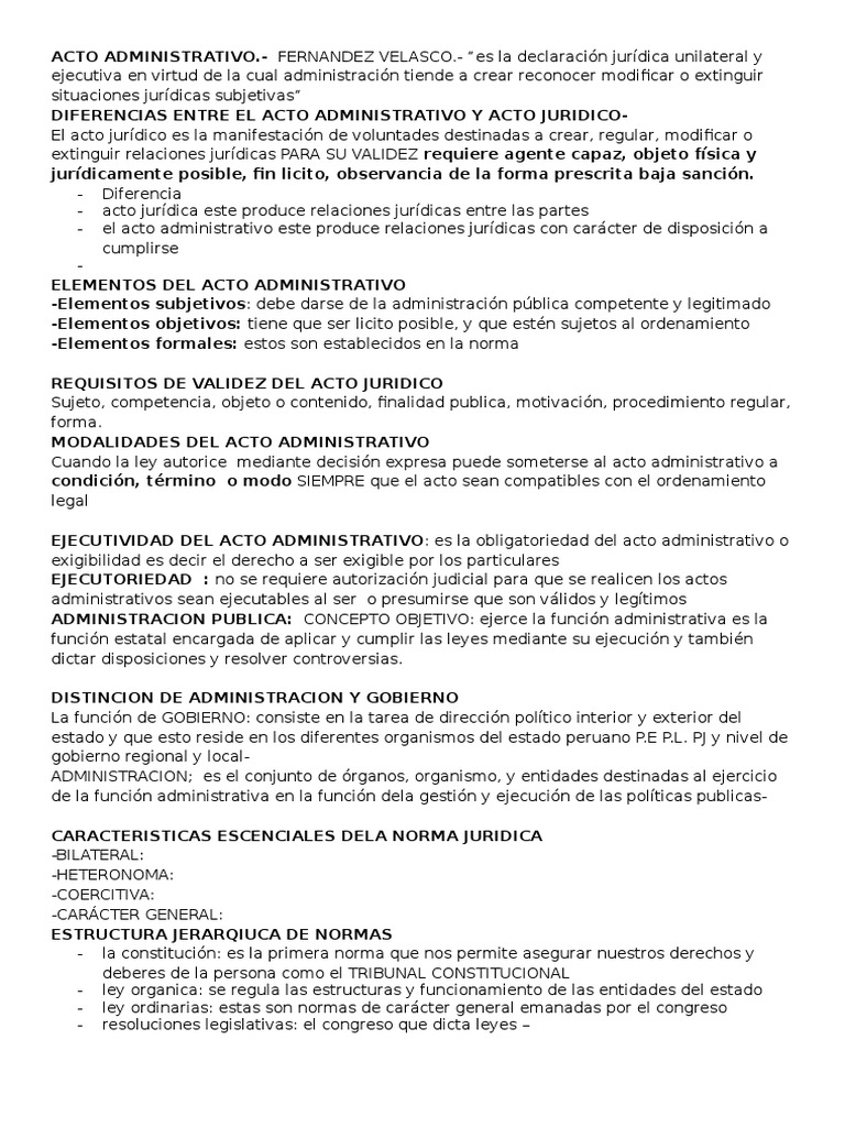 Diferencias Entre El Acto Administrativo y Acto Juridico | PDF | Administración Pública ...