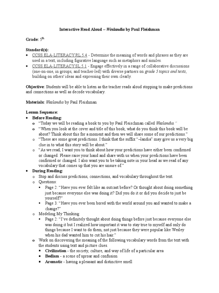 Weslandia | PDF | Vocabulary | Books