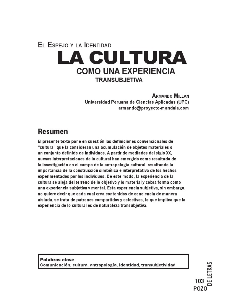 El Espejo y La Identidad PDF | PDF | Antropología | Nación
