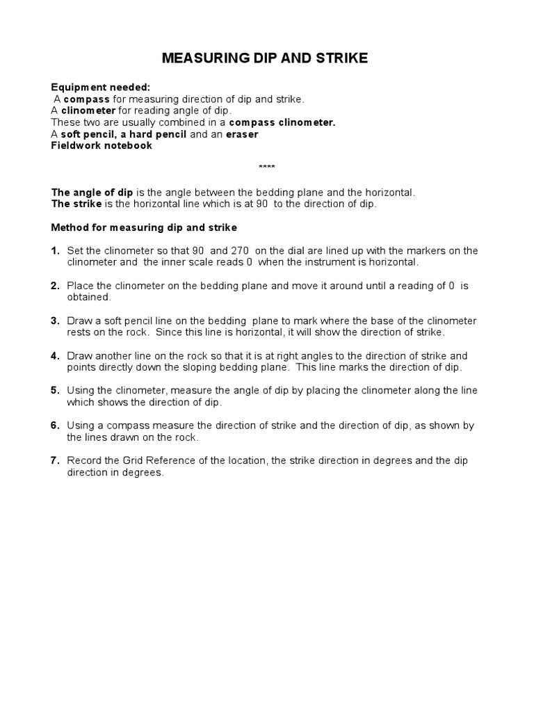 How to Measure Dip and Strike | PDF