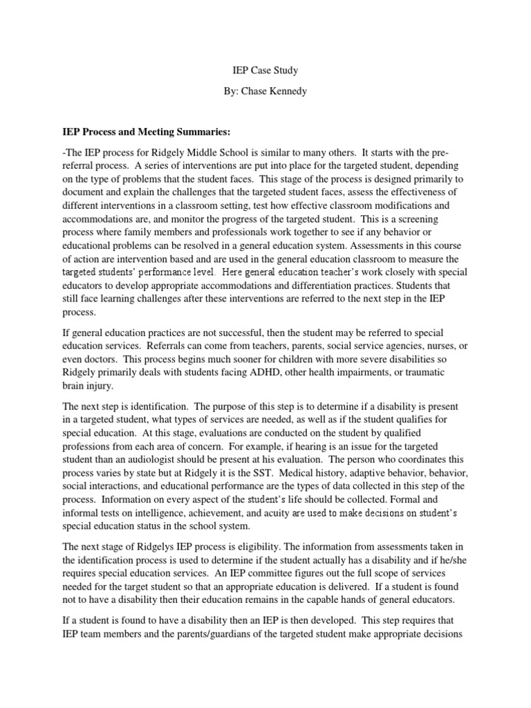 Iep Case Study | PDF | Individualized Education Program | Special Education