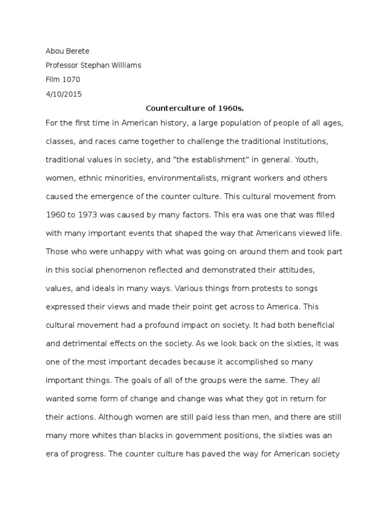 Counterculture of 1960s | PDF | 1960s | History
