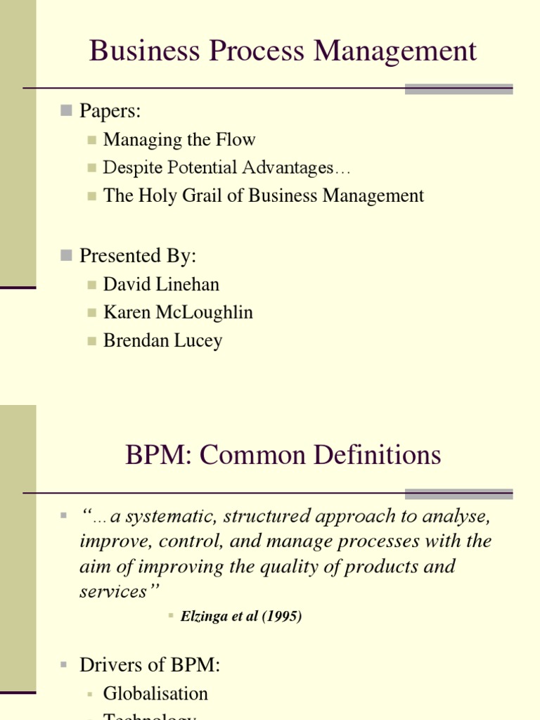 BPM Presentation | PDF | Business Process Management | Business Process