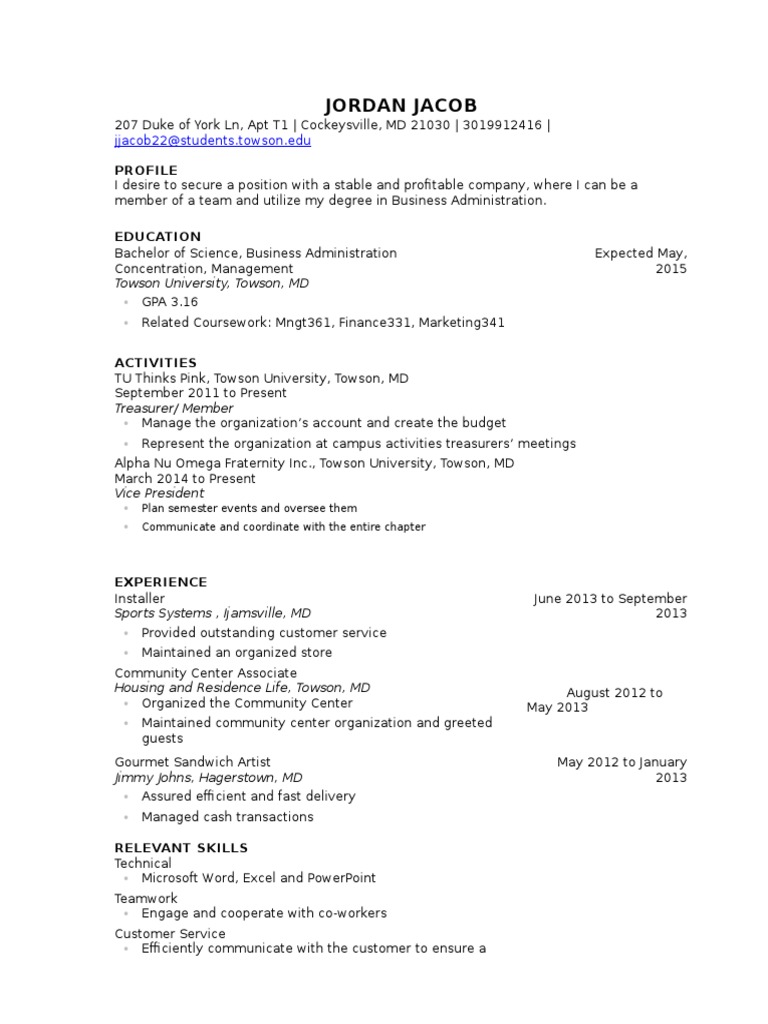 Jordan Jacob Resume | PDF