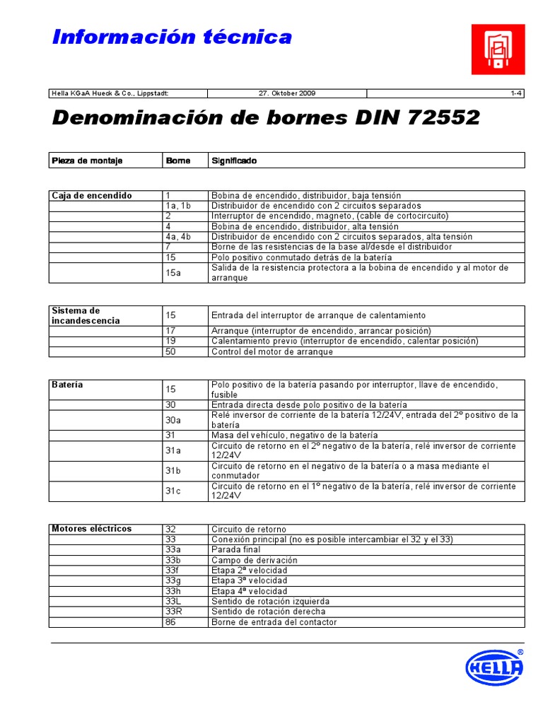 Bornes DIN 72552 | PDF | Relé | Generador eléctrico