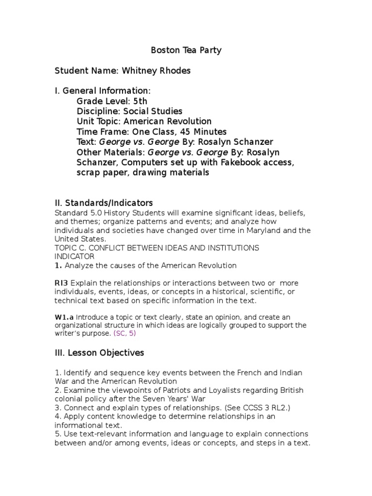 Boston Tea Party Lesson | PDF | American Revolution | Information