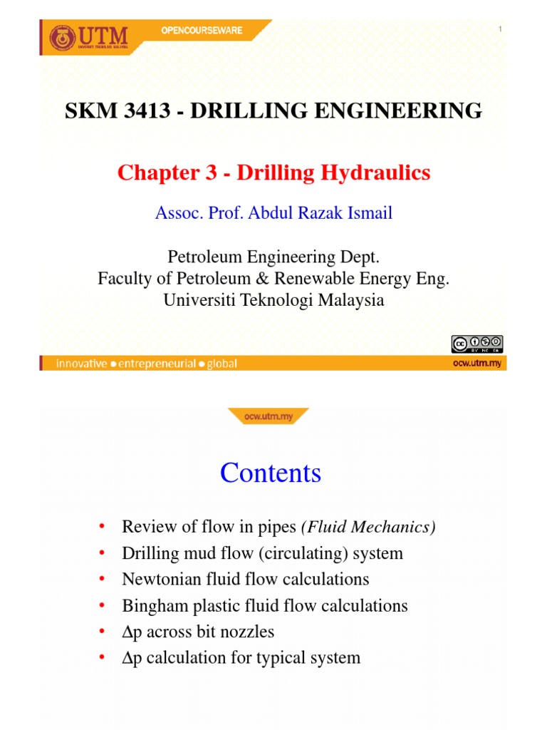 OCW Drilling Hydraulics Lecture | PDF | Fluid Dynamics | Reynolds Number