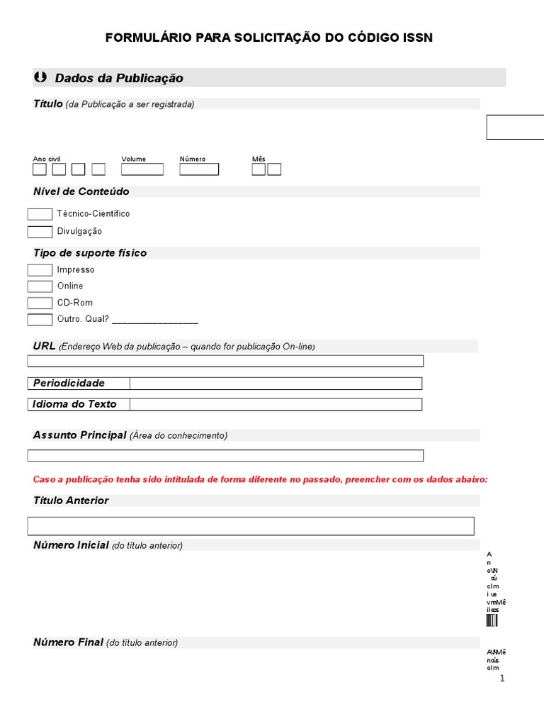 Request Form for ISSN Code Registration for a Publication | PDF