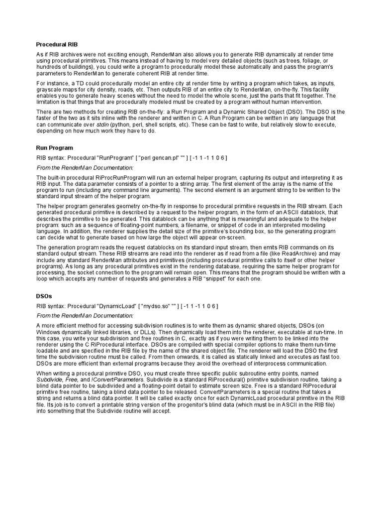 Procedural Rib From The Renderman Documentation Pdf Subroutine Library Computing 6580
