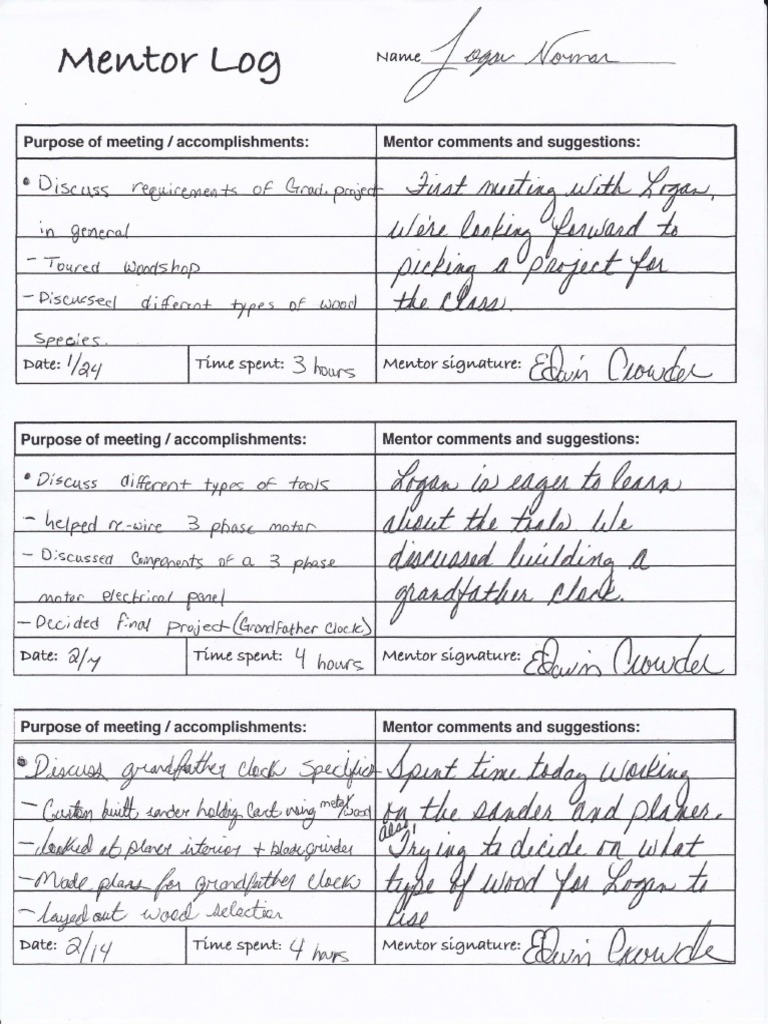 Mentor Log 1 | PDF | Science & Mathematics