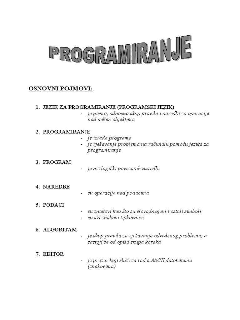 Programiranje Osnove Qbasic-A - Teorija | PDF