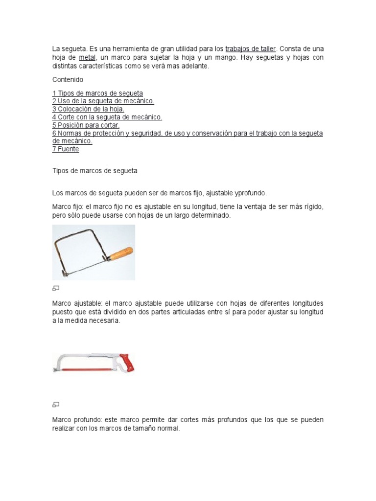 Corte Con Segueta | PDF | Herramientas | Hoja