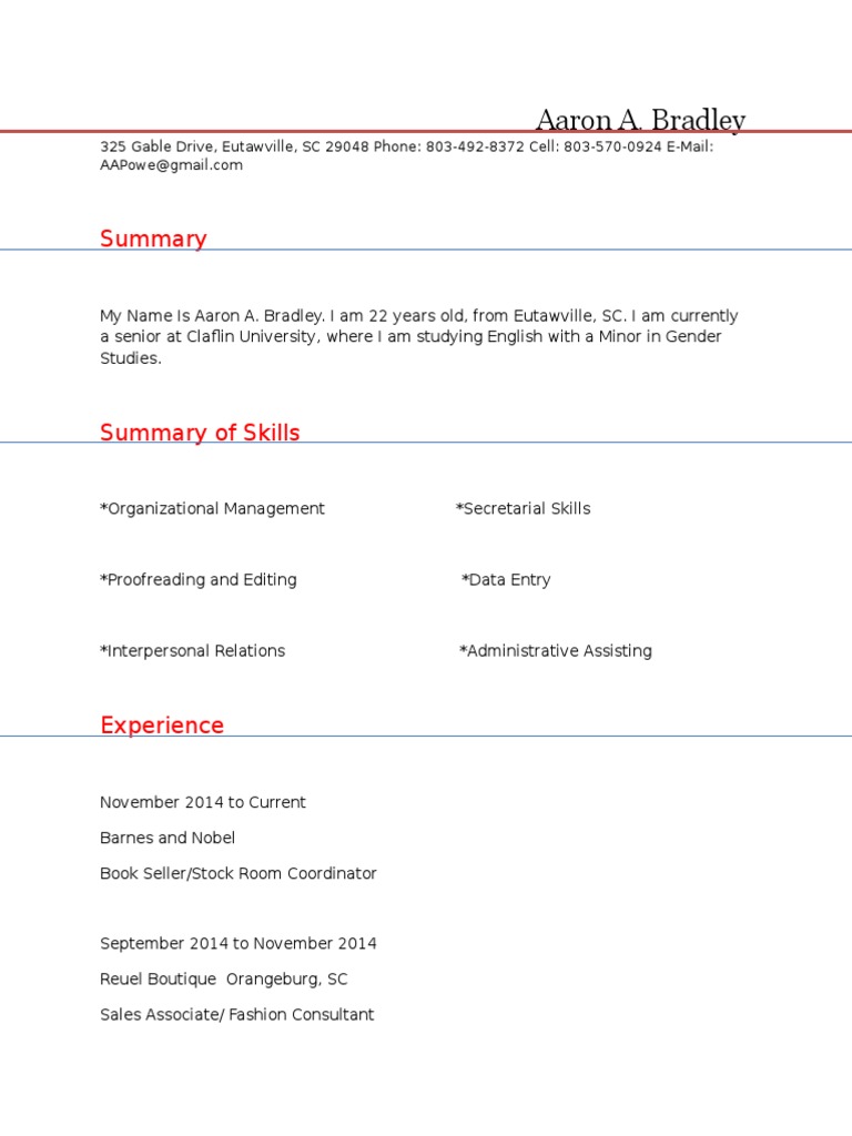 Aaron A. Bradley's Professional Resume | PDF