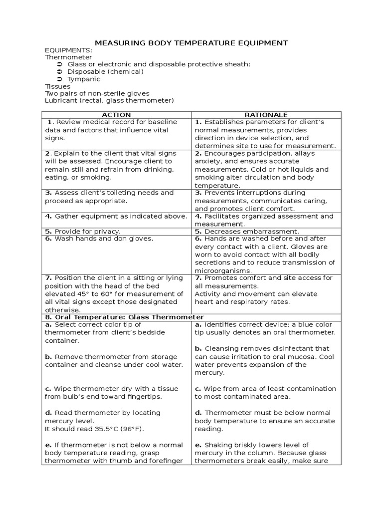 Measuring Body Temperature | PDF | Thermometer | Rectum
