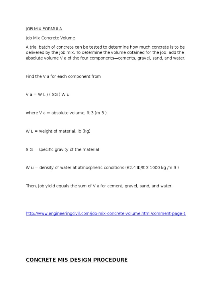 Job Mix Formula | PDF | Concrete | Cement
