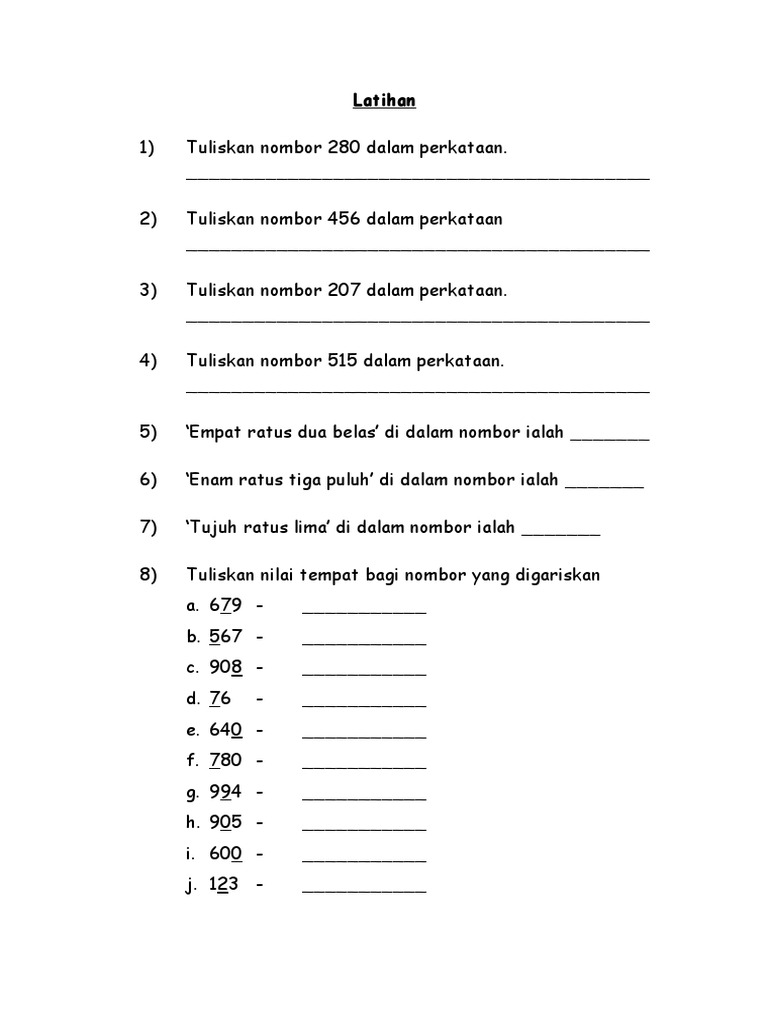 Latihan Matematik TAHUN 2 | PDF
