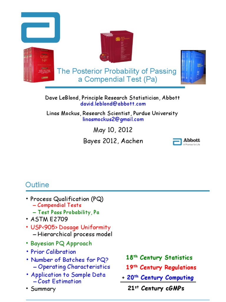 Posterior Probability of Passing Compendial Test | PDF | Bayesian ...