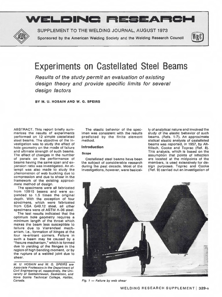 Experiments On Castellated Steel Beams | PDF | Buckling | Bending