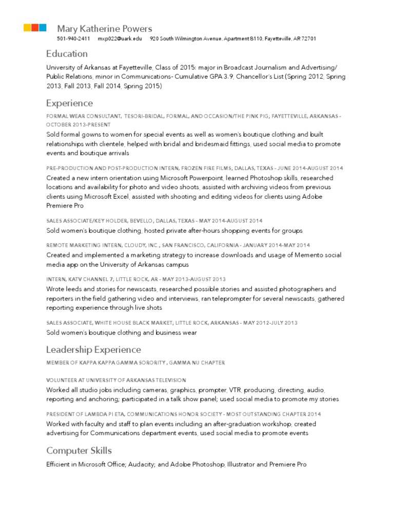 Mary Kate Powers Resume | PDF | Business | Social Science