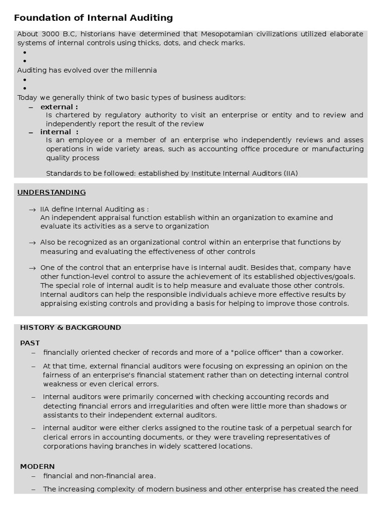 The Evolution of Internal Auditing: From Ancient Record Keeping to a ...