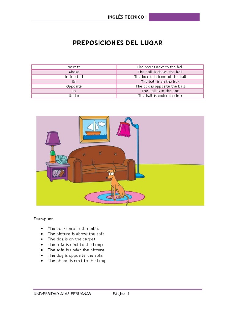 Preposiciones Del Lugar | PDF