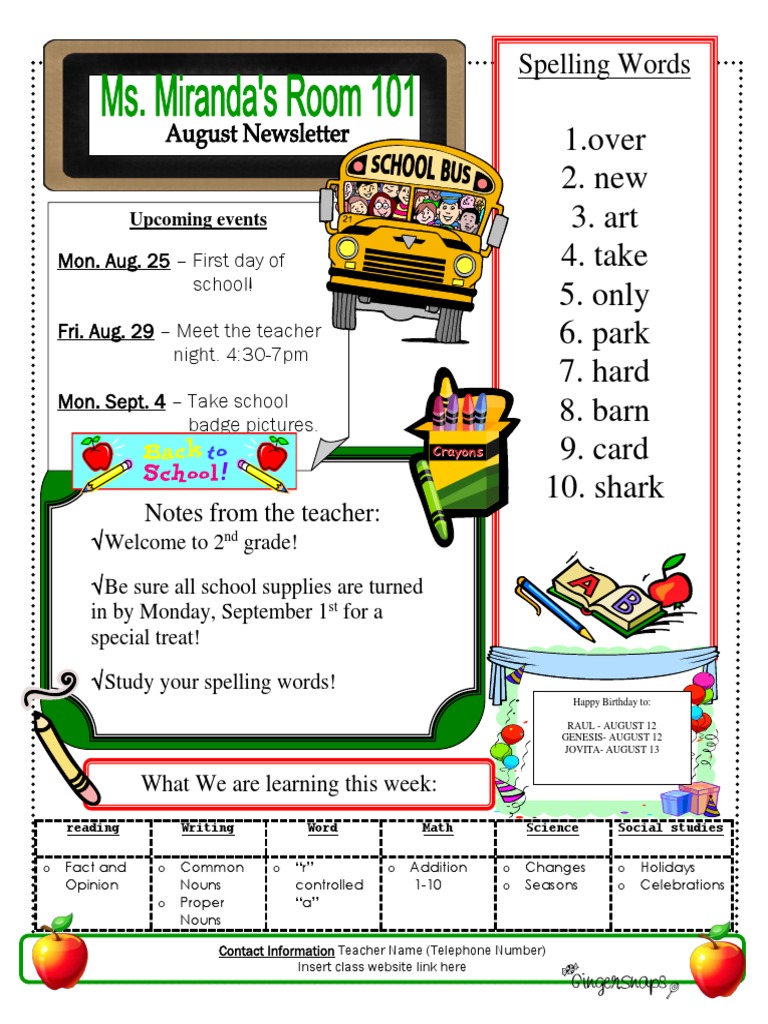 2nd Grade Weekly Learning Overview | PDF | Foreign Language Studies