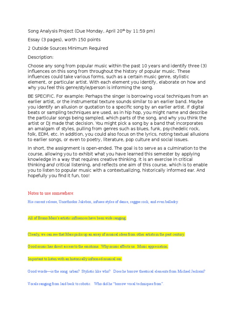 Song Analysis Project GOOD | PDF | Elvis Presley | Popular Music