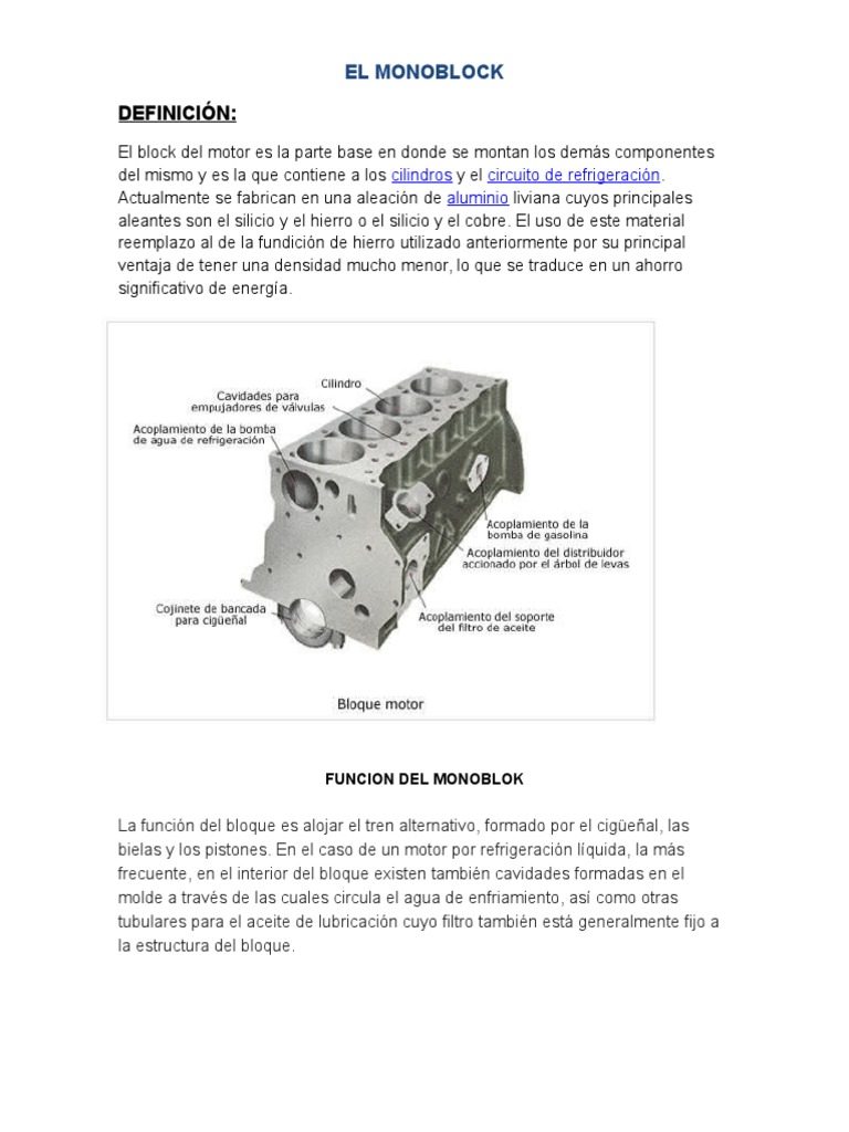 El Monoblock | Pistón | Motor de combustión interna