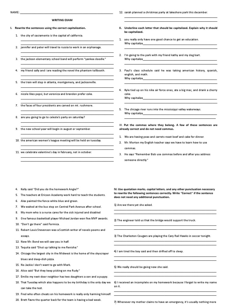 Punctuation And Capitalization PDF Comma Leisure