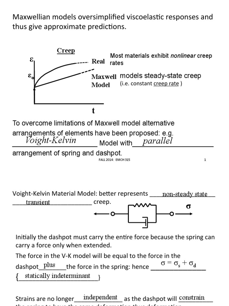 Lec27 Maxwell and Voight-Kelvin Models | PDF | Viscoelasticity | Creep (Deformation)