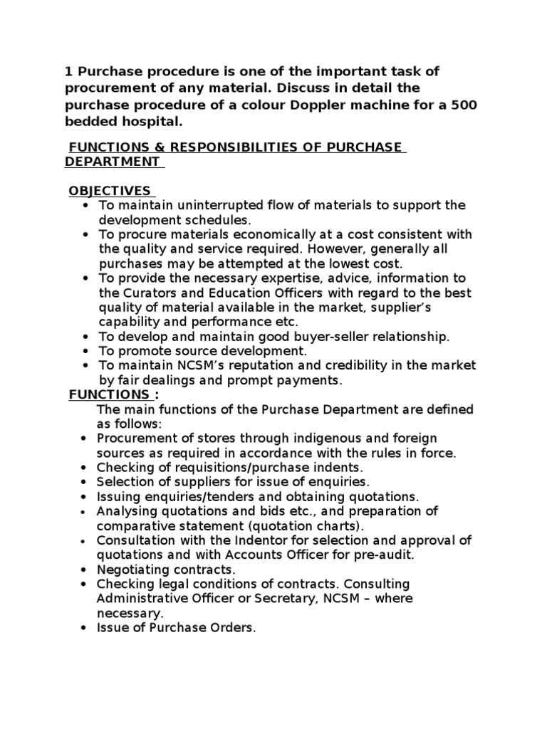 Purchase Procedure | PDF | Medical Ultrasound | Procurement