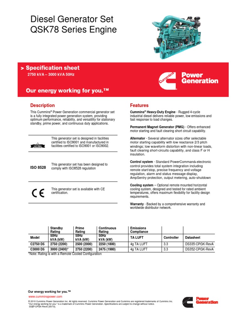 C2750 C3000d5 Qsk78 Pdf Pdf Electrical Engineering Electricity