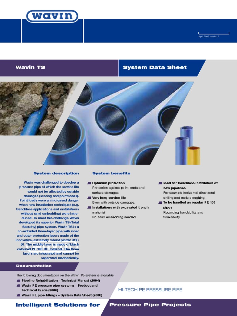 Wavin TS Data Sheet LE | PDF | Pipe (Fluid Conveyance) | Industries