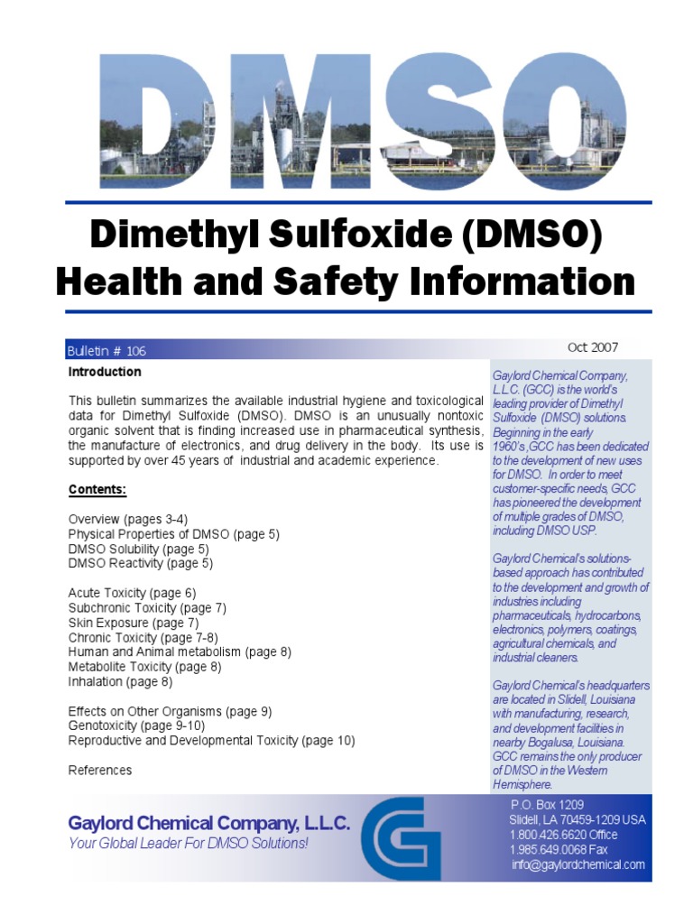 Dmso PDF | PDF | Dimethyl Sulfoxide | Toxicity