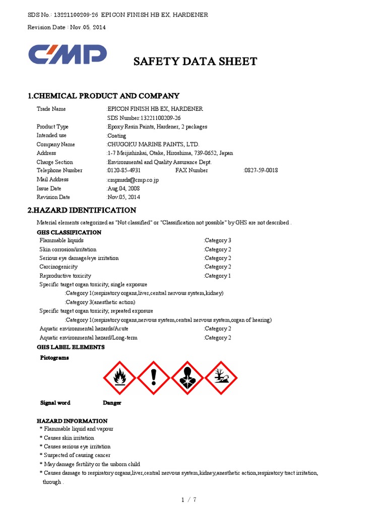 Safety Guide for Epoxy Hardener | PDF | Toxicity | Chemistry