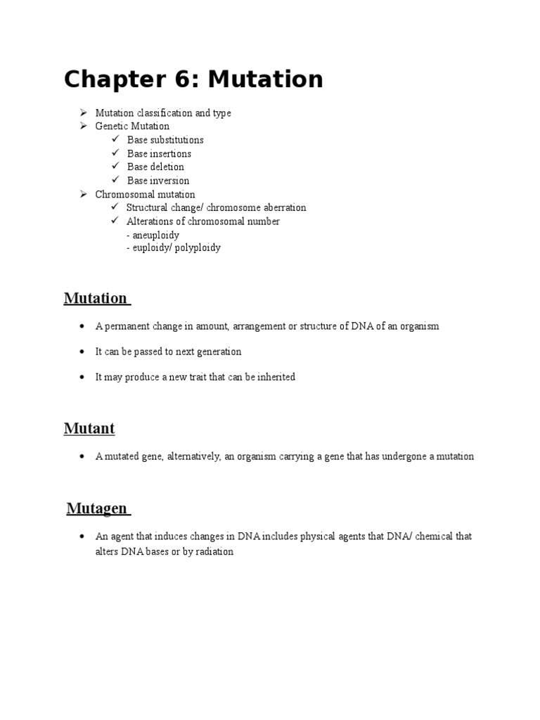 CHAPTER 6 STPM Biology Form 6 | PDF | Point Mutation | Mutation