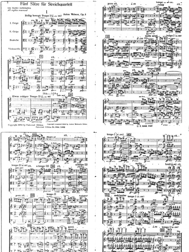Webern - String Quartet Op. 5 | PDF
