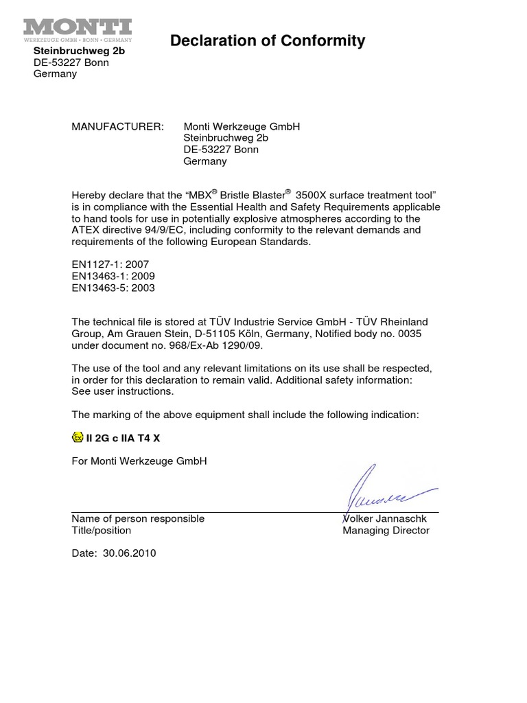 Declaration of Conformity | PDF