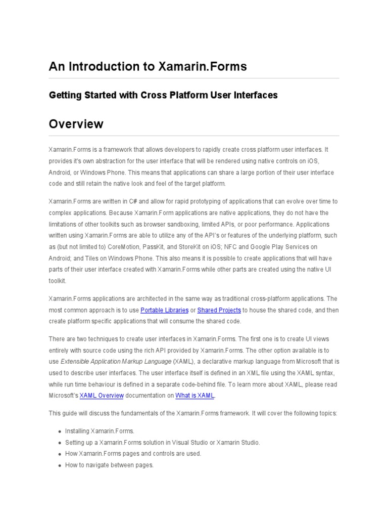 Xamarin Forms Pdf Xamarin Microsoft Visual Studio