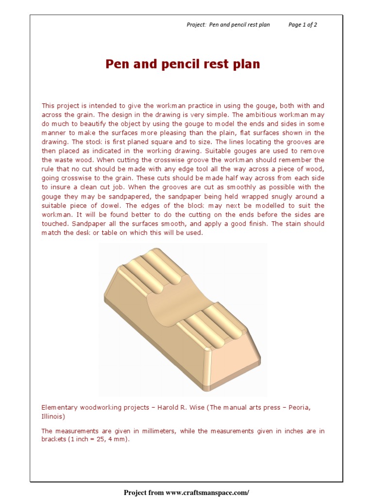 Pen and Pencil Rest Plan | PDF | Drawing | Decorative Arts
