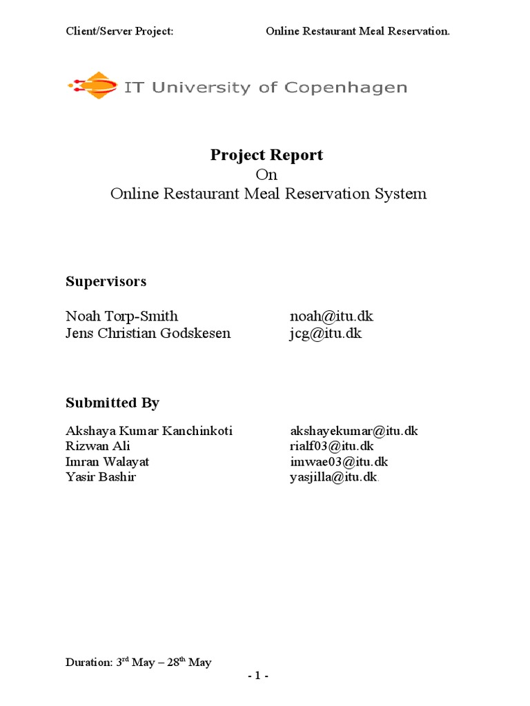 Restaurant Meal Reservation System | PDF | Java Server Pages | Java Servlet