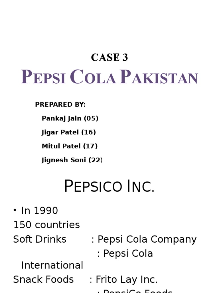 Pepsi Cola Pakistan | PDF | Pepsi Co | Soft Drink