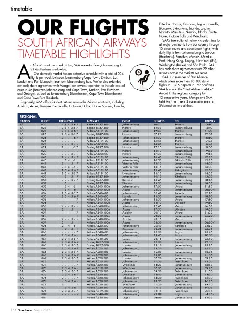 Our Flights Timetable Highlights | PDF | Transport Companies | Airlines