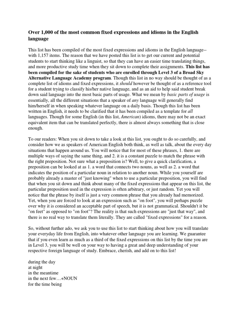 1000 Common English Phrases and Idioms | PDF | Idiom | Preposition And ...